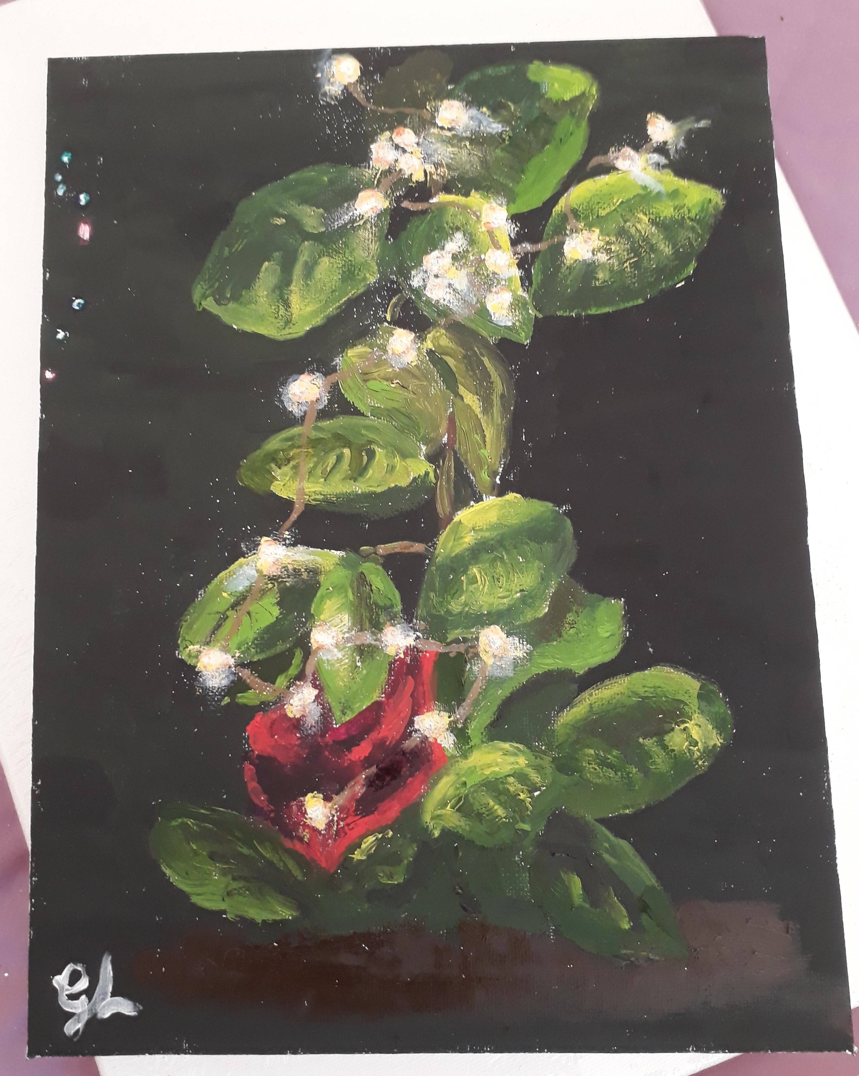 Rose Bush and Solar Lights – Art by Gillian Lazarus